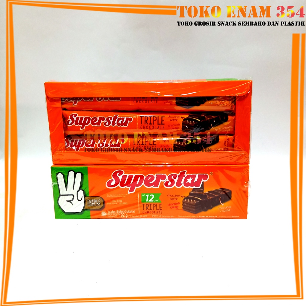 Jual Superstar Wafer Triple Chocolate 1 Box Isi 18 Gr x 12 Pcs | Shopee ...