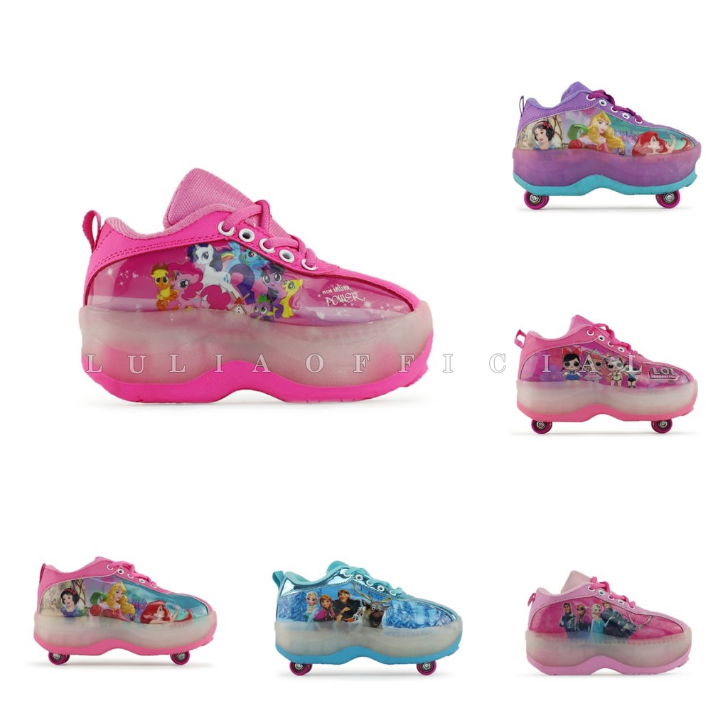 SEPATU RODA ANAK PEREMPUAN RODA 4 KARAKTER DISNEY INCLUDE BOX | Shopee ...