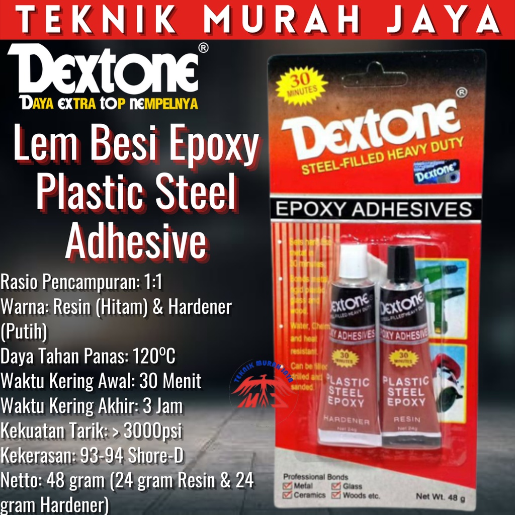 Jual DEXTONE Lem Besi 30 MENIT Kering 48GR Epoxy Plastic Steel Adhesive ...