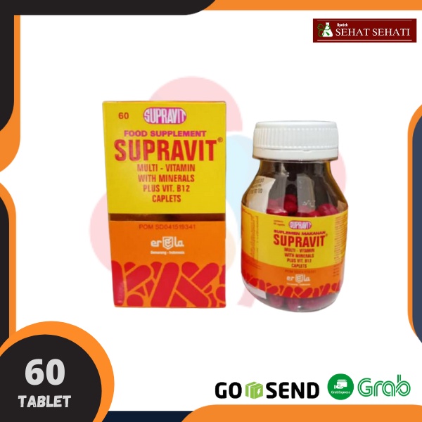 Jual Supravit Multivitamin & Mineral / Vitamin C & B complex 60 kaplet ...