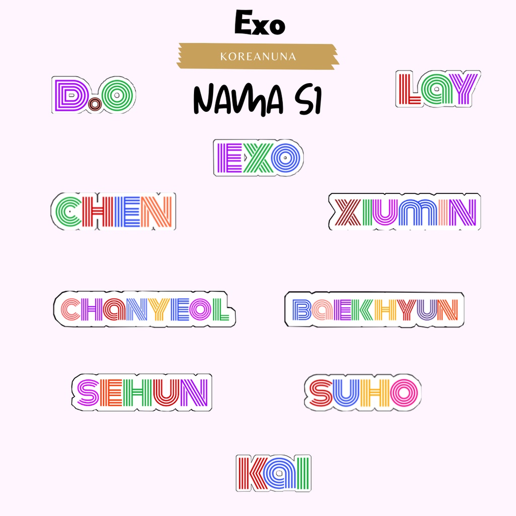 Jual Sticker Kpop Exo Nama Member Chibi Anime Lucu Aesthetic Stiker ...