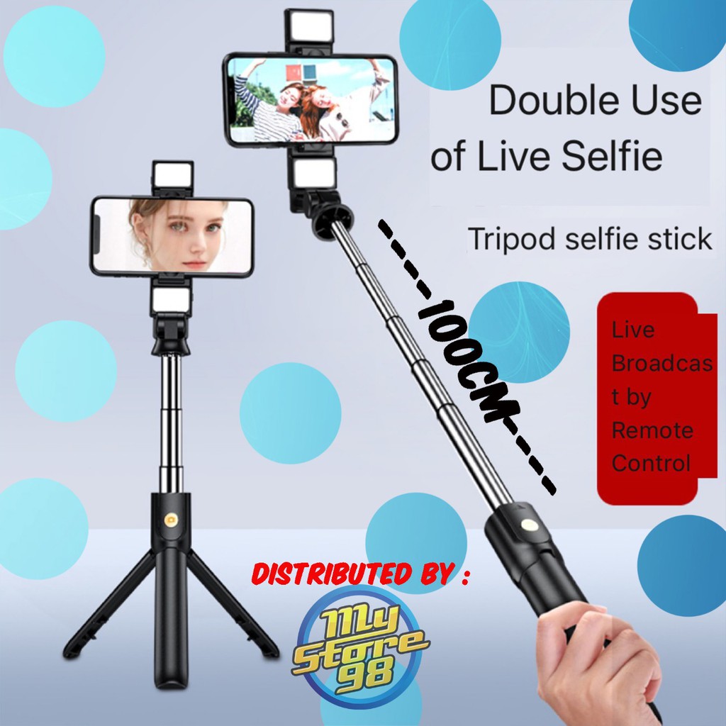 Jual Tongsis Bluetooth With Remote And Double Led Tongsis Tripod Mini
