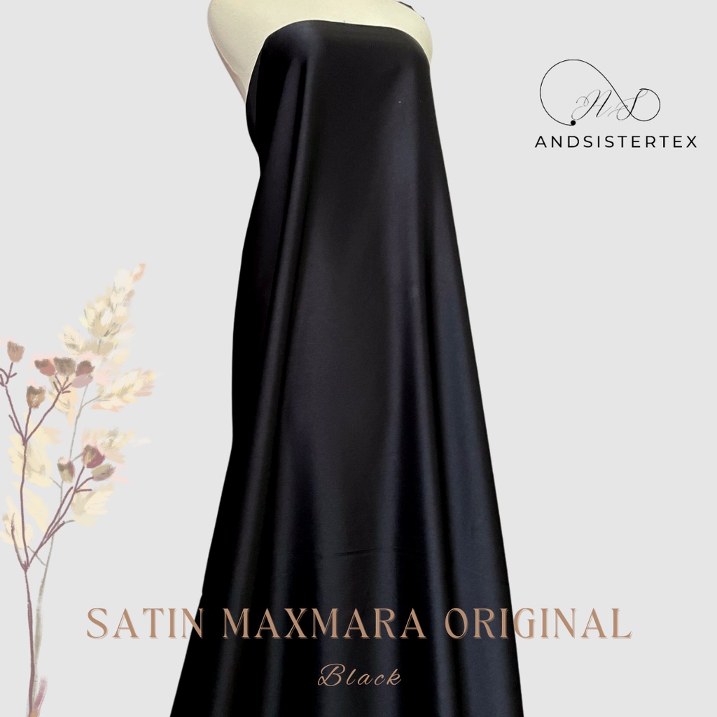 Jual Bahan Kain satin Maxmara Pure Silk Original warna Hitam Black ...