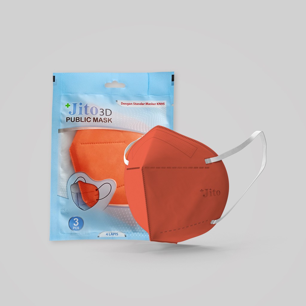 Jual JITO Masker KN95 4 Ply Earloop Orange - Sachet isi 3 pcs | Shopee ...