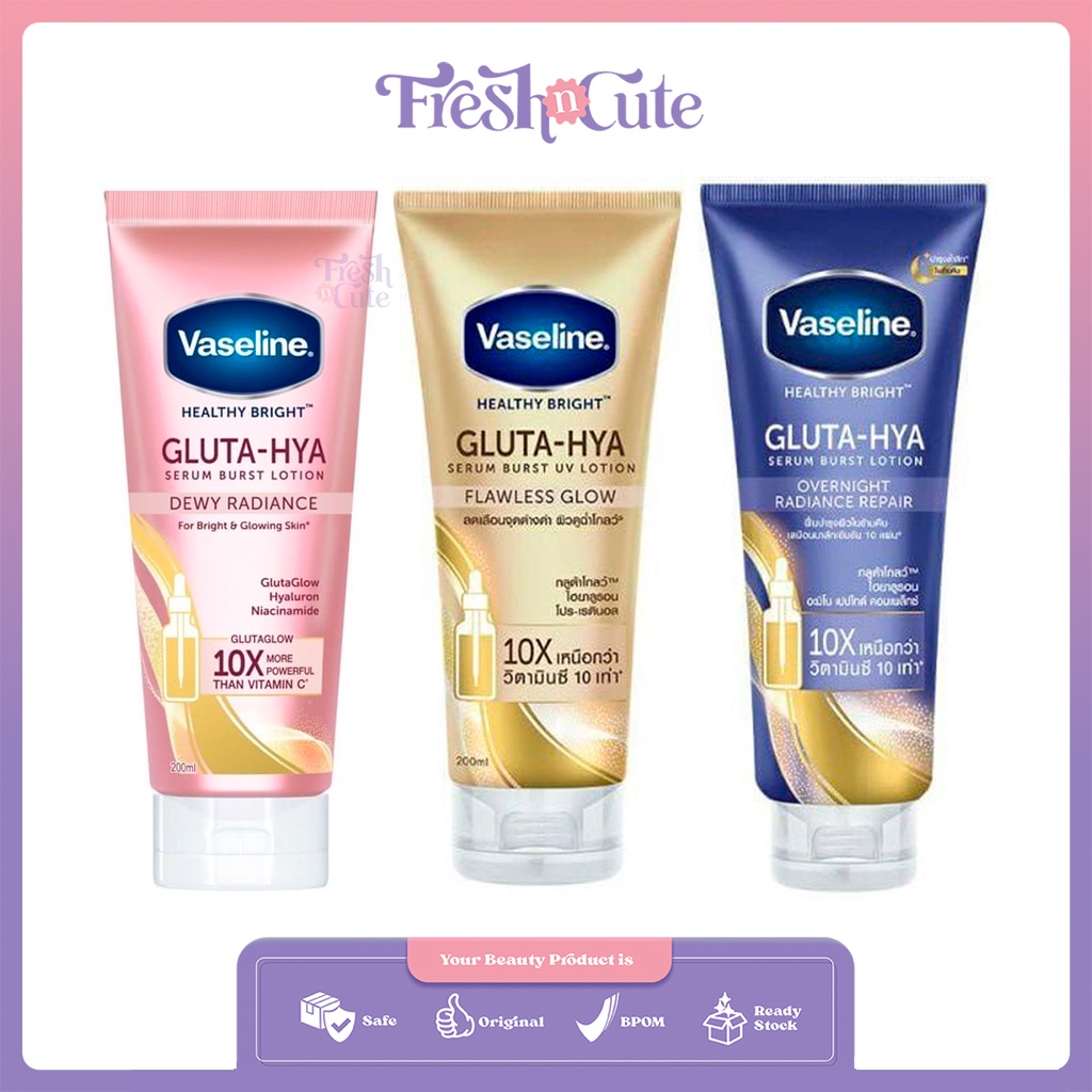 Jual VASELINE - Gluta-Hya Serum Burst Lotion Dewy Radience || Flawless ...