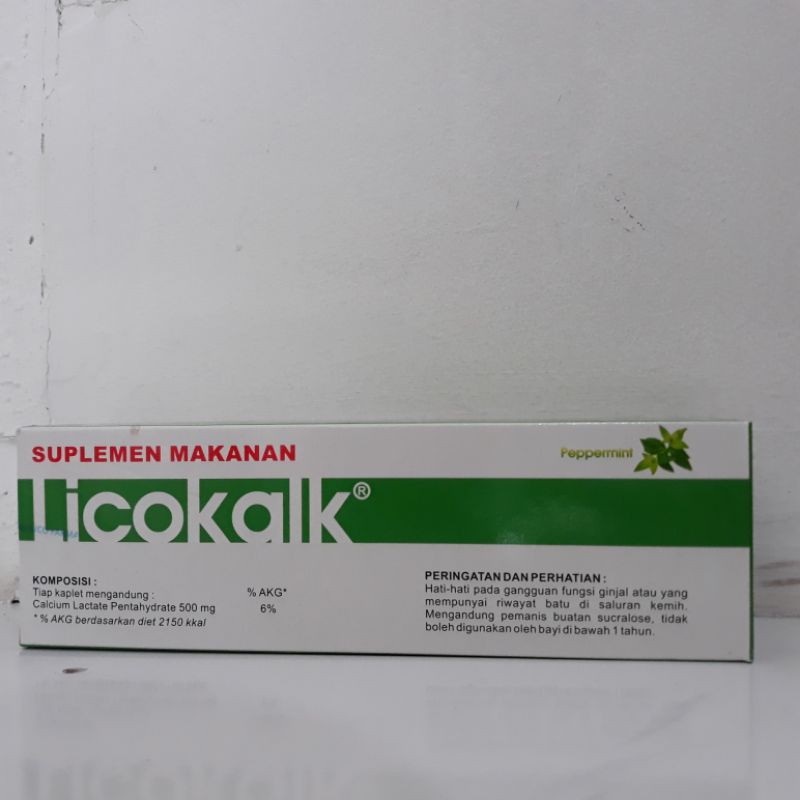 Jual Licokalk 1 strip isi 10 Kaplet, suplemen kalsium untuk tulang ...