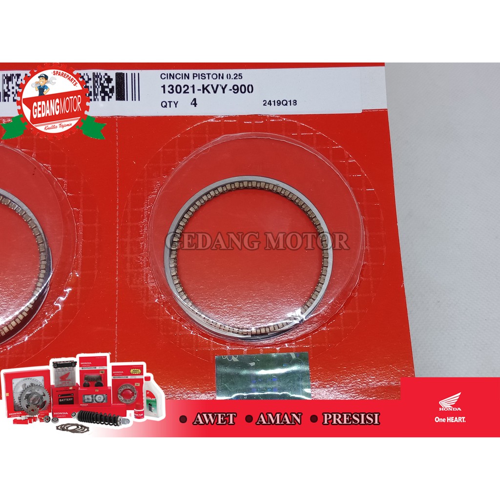 RING SEHER / CINCIN PISTON BLOK BEAT SCOOPY SPACY KARBU OS 25 ASLI AHM ...