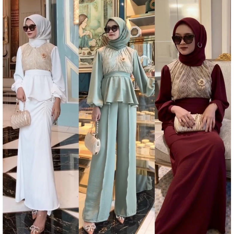 Jual FREYAA ONE SET LACE BUSUI // SETELAN ROK DAN CELANA MALAYSIAN LOOK ...