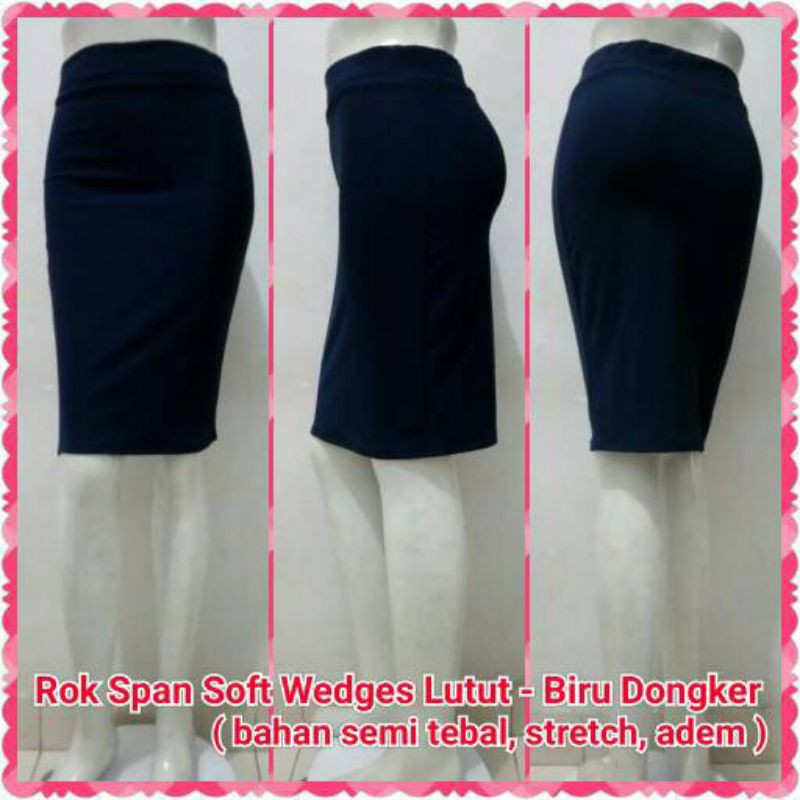 Jual Rok Span Soft Wedges Lutut Biru Dongker | Rok Kerja Rok Kantor Rok ...