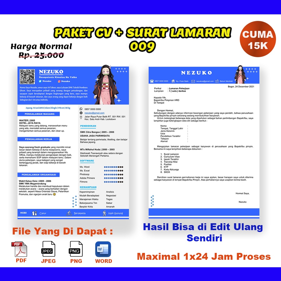 Jual Cv Lamaran Jasa Pembuatan Cv dan Lamaran Kerja Jasa Cv Curiculum Vitae CV 009 Indonesia ...