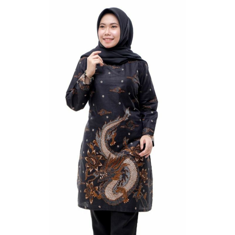 Jual Baju Dress Tunik Motif Batik Merak Naga Bunga Songket Parang Etnic ...
