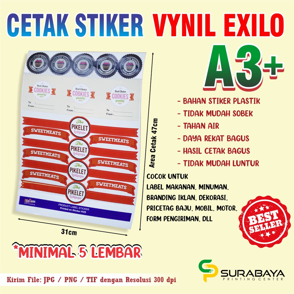 CETAK STIKER VINYL EXILO + CUTTING UKURAN A3+ | Shopee Indonesia