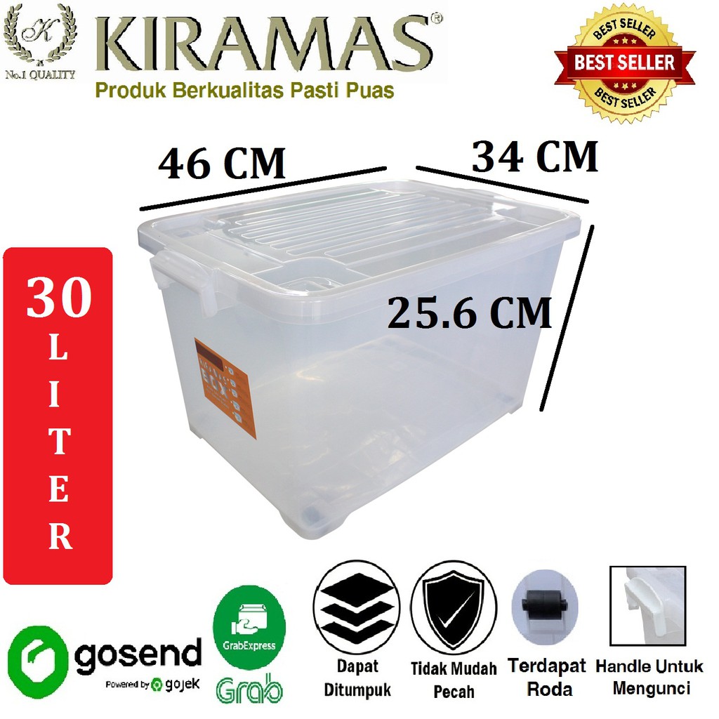 Jual KIRAMAS Container Box 30 Liter Transparant / Bening / Clear ...