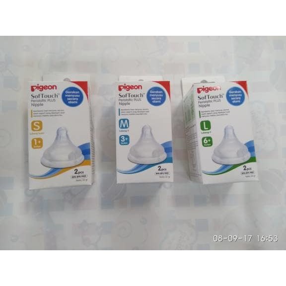 Jual Nipple Pigeon wide neck isi 2 / Dot Pigeon Peristaltic Plus Soft Touch | Shopee Indonesia