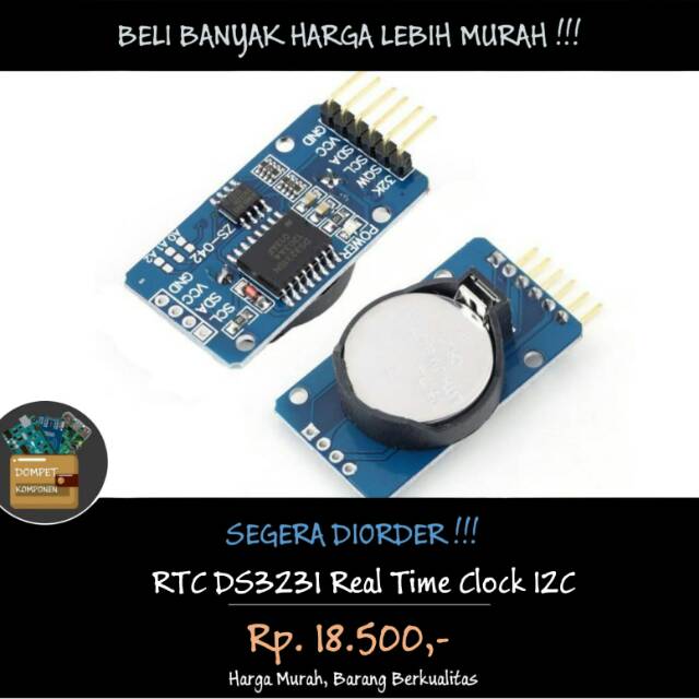 Jual RTC DS3231 REAL TIME CLOCK I2C ARDUINO UNO MEGA + BATTERY MODULE ...