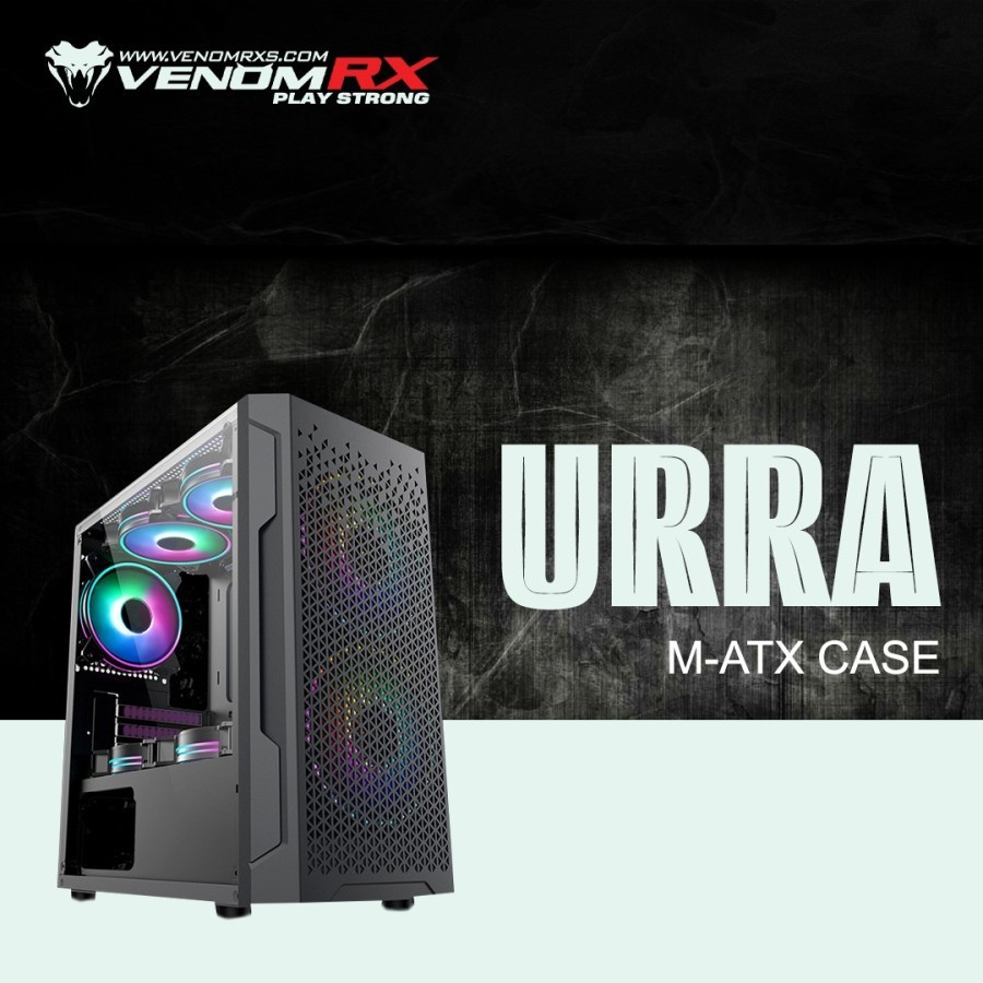 Jual VenomRX Casing PC Urra M-ATX Tempered Glass 2x120mm ARGB Fan ...