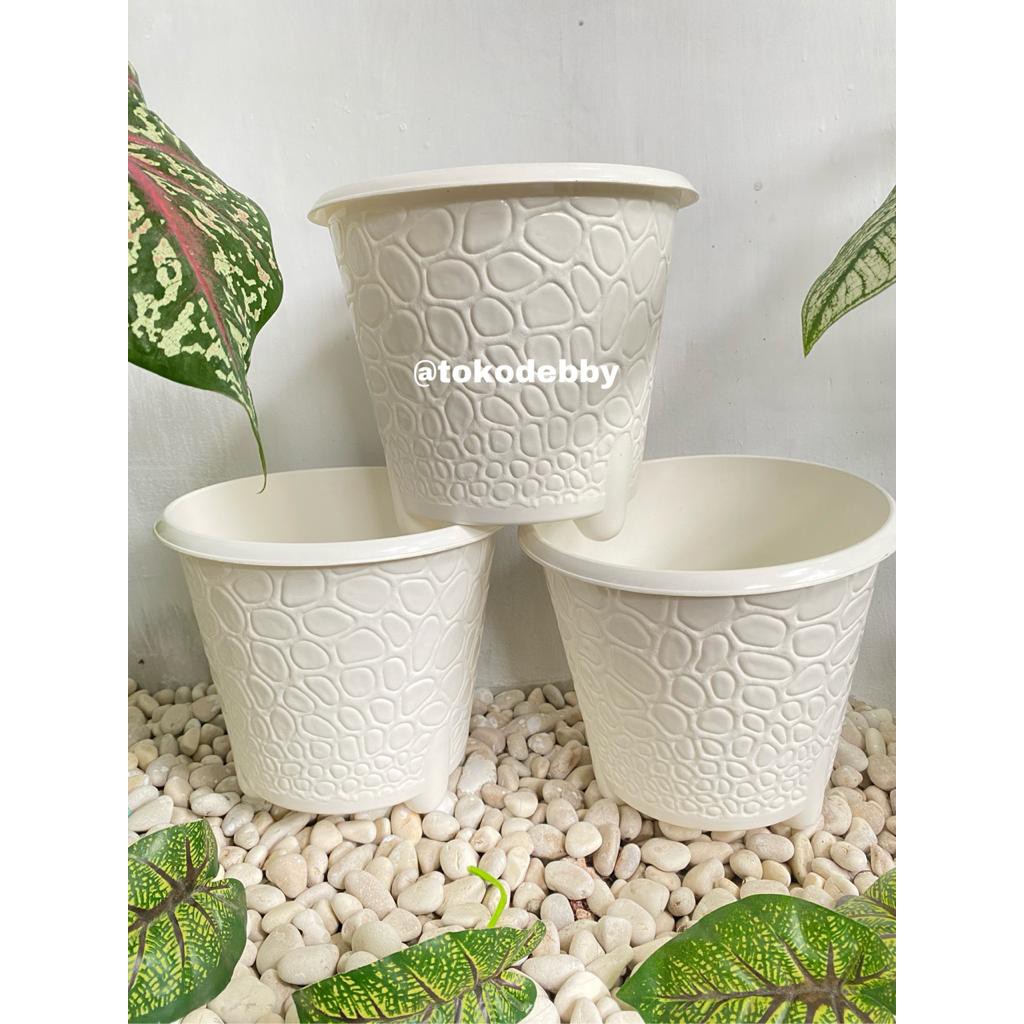 Jual Pot Tanaman dan Bunga Plastik Putih Coral 20cm | Shopee Indonesia