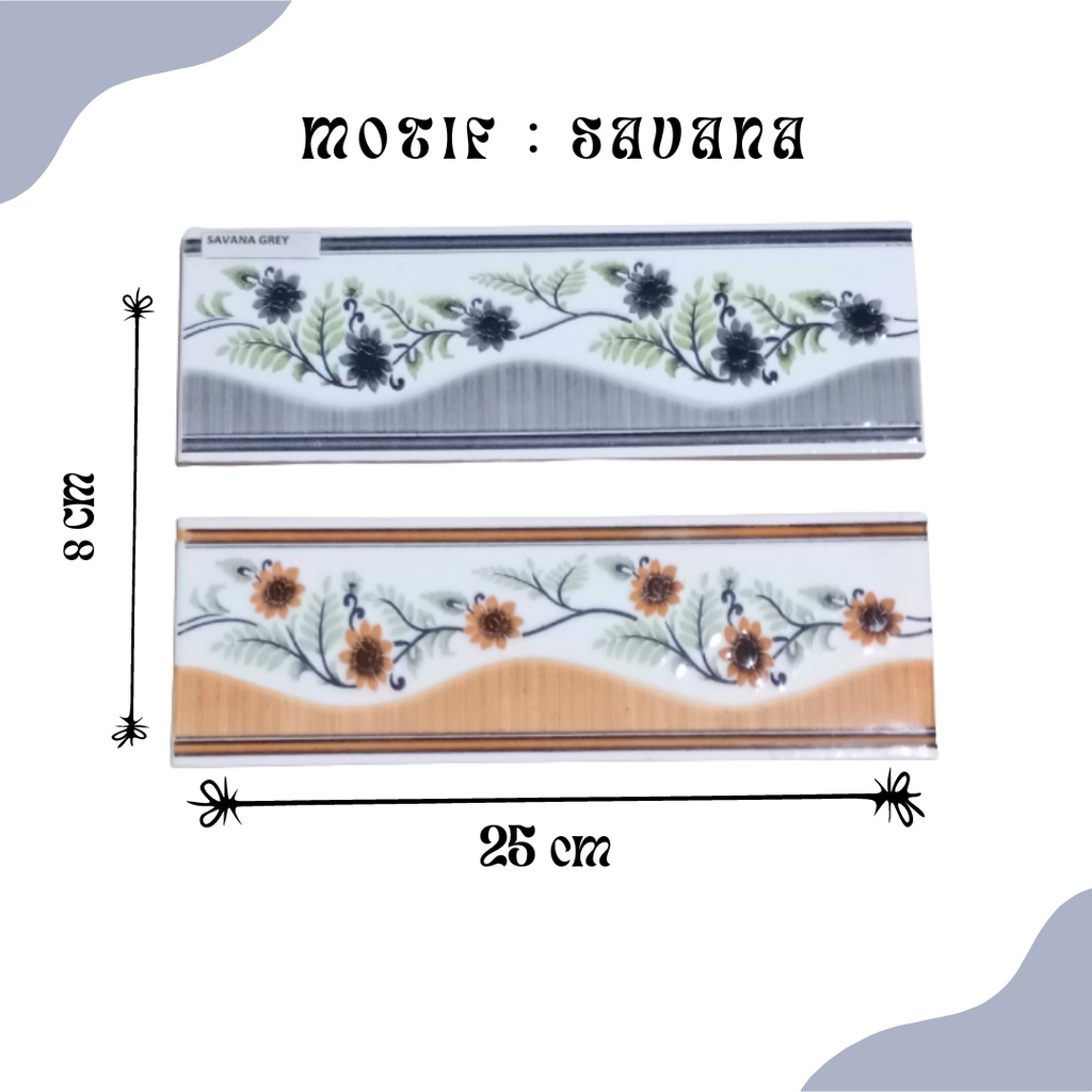 Jual list keramik dinding minimalis motif bunga savana ukuran 8x25 ...
