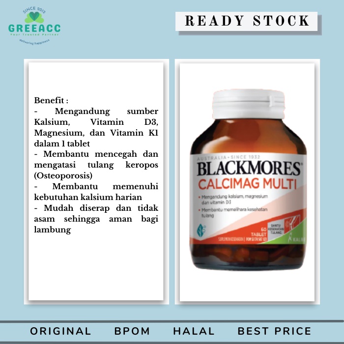 Jual BLACKMORES Calcimag Multi 60 tablet BPOM Original Kalbe | Shopee Indonesia