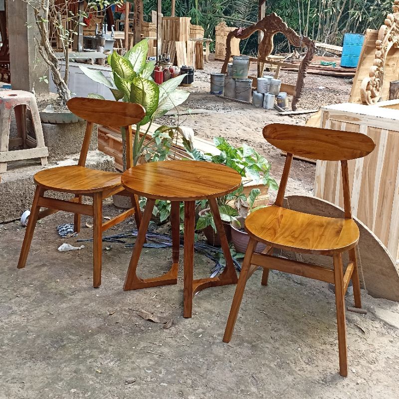 Jual meja kursi teras ropan v minimalis jati murah | Shopee Indonesia