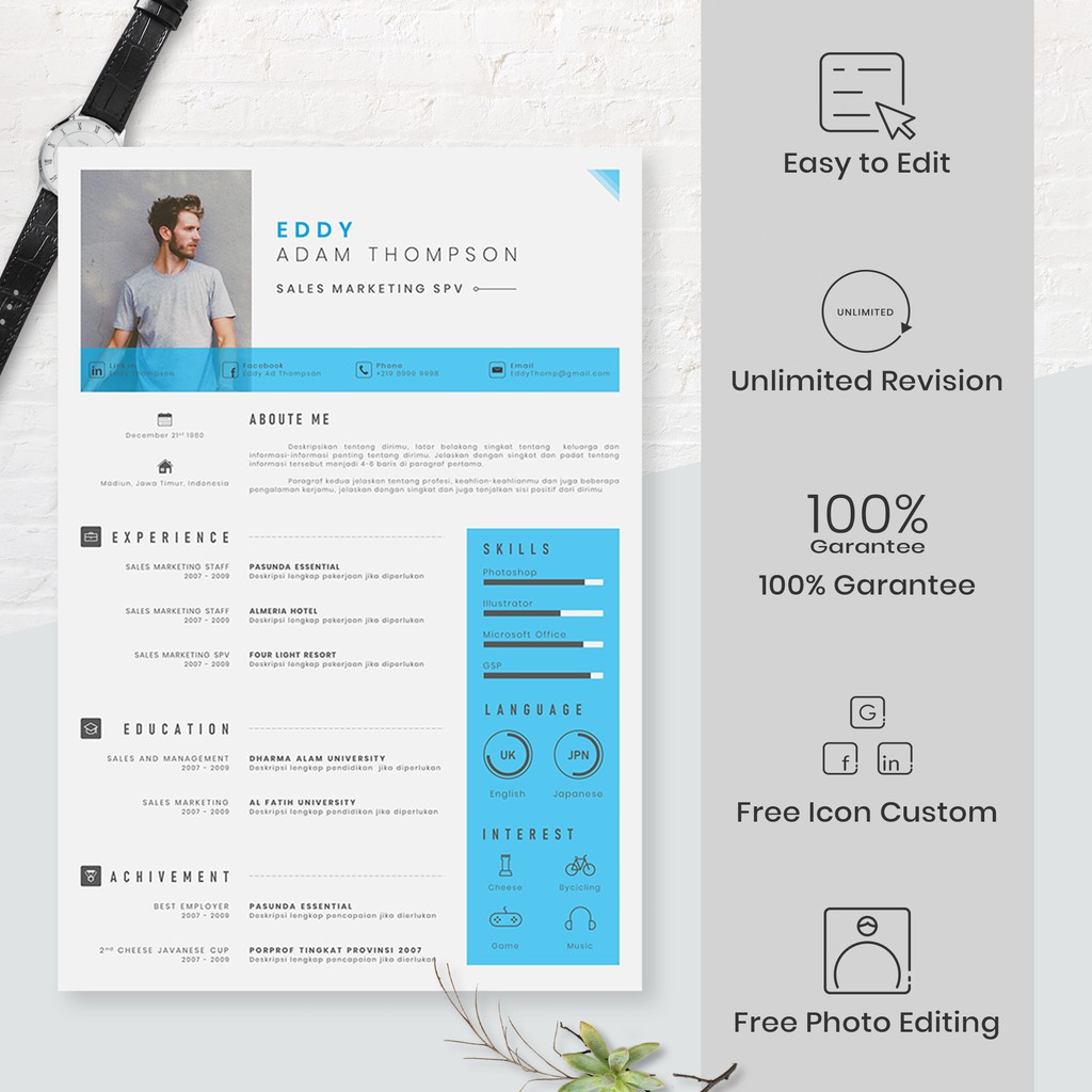 Jual DISAIN CV/RESUME CREATIF ELEGAN DAN PROFESIONAL CC21. Serba-Serbi ...