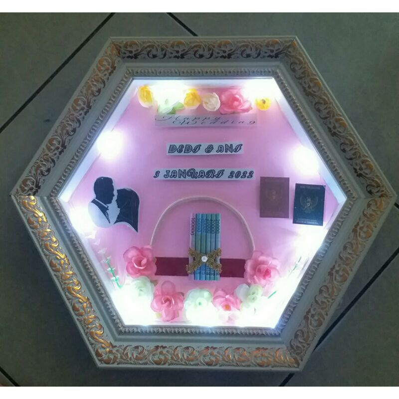 Jual READY MAHAR SILUET PENGANTIN BINGKAI HEXAGONAL/ MAHAR NIKAH SIMPLE SEGI ENAM | Shopee Indonesia