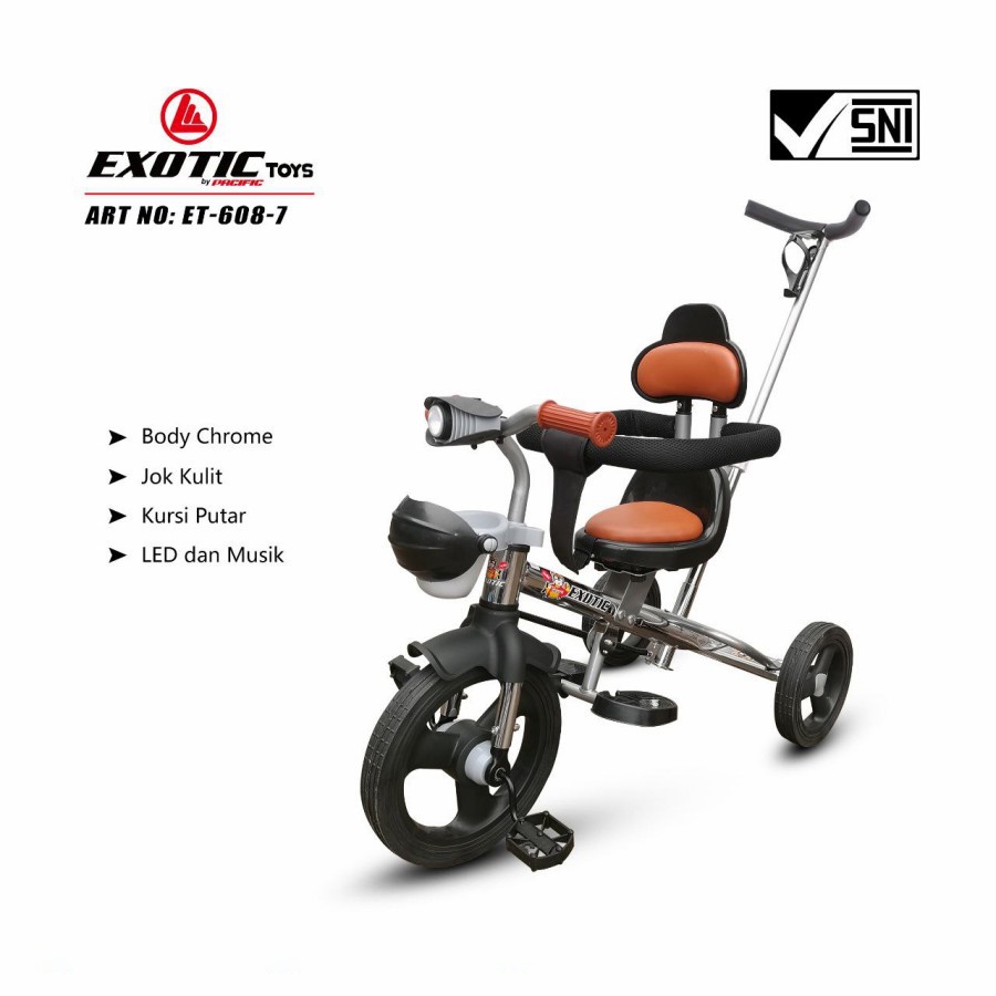 Jual Sepeda Anak Bayi Balita Roda 3 Tricycle Exotic ET608-7 Music dan ...