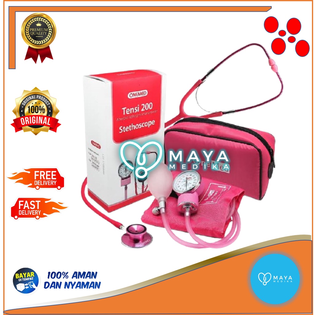 Jual Tensi 200 + Stetoskop Onemed Pink | Shopee Indonesia
