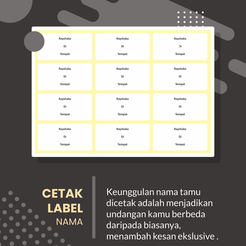 Jual CETAK NAMA TAMU UNDANGAN STICKER LABEL Indonesia|Shopee Indonesia