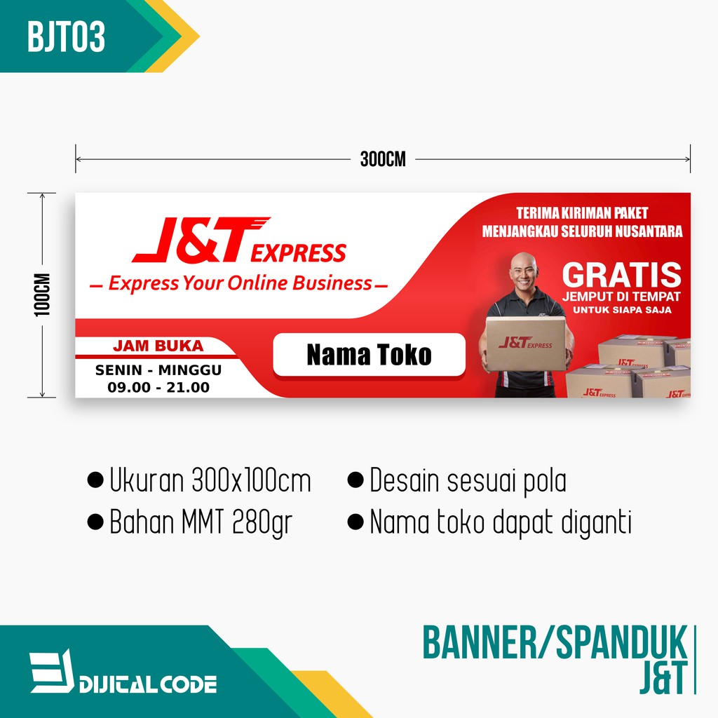 Jual BJT03 Spanduk Banner Agen J&T 300x100cm Indonesia|Shopee Indonesia