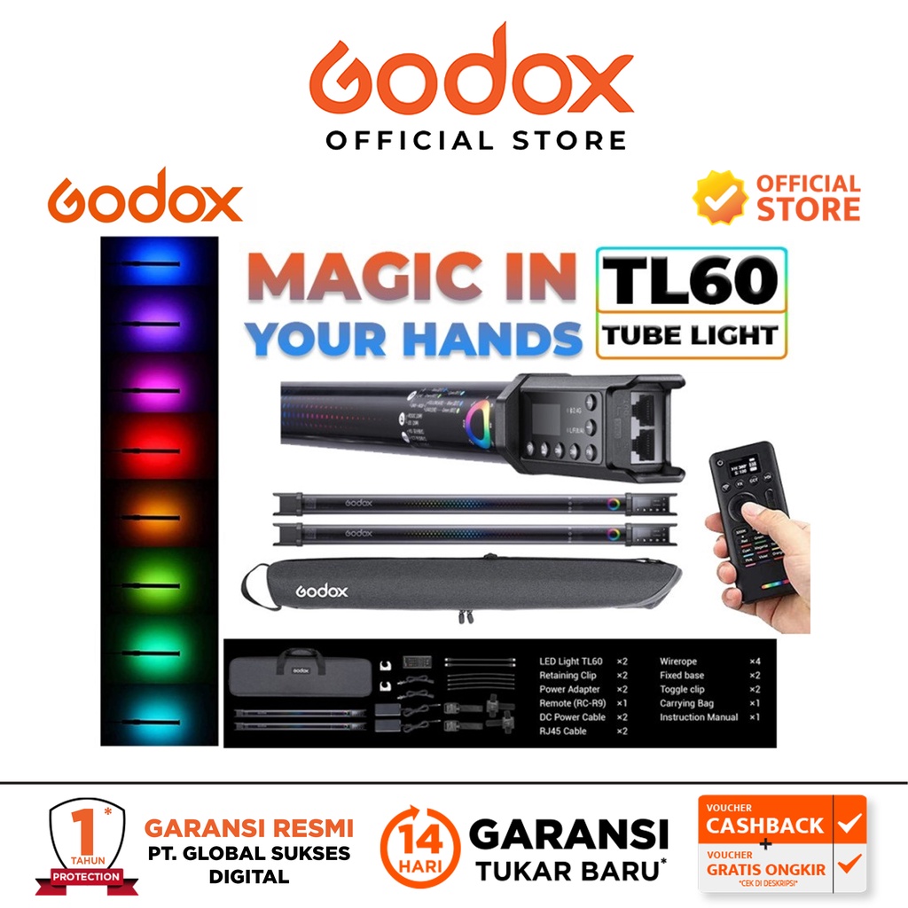 Jual Godox TL60 Full-Color RGB Tube Light Two Light Kit | Shopee Indonesia