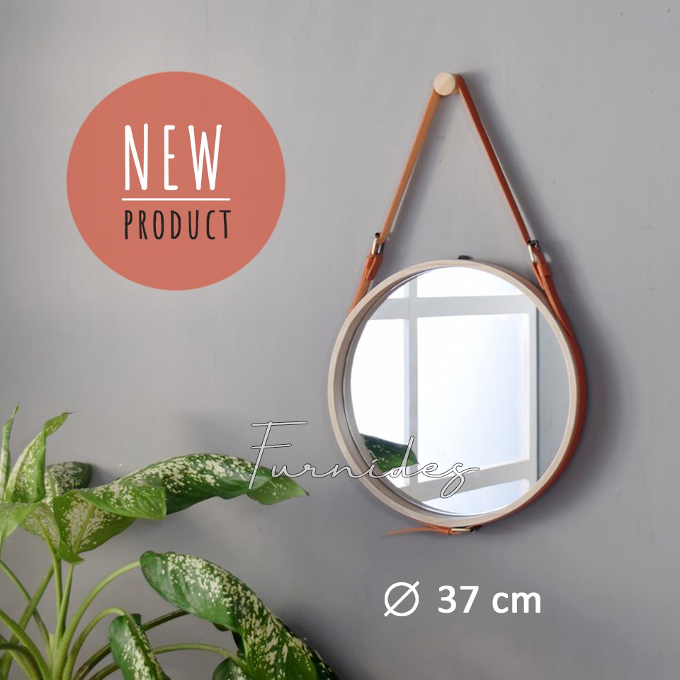 Diameter 37 cm | Cermin Gantung Bulat/Bundar | Frame Tebal 4 cm Motif ...