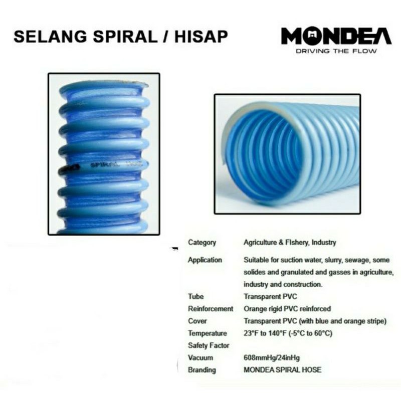Selang Spiral HISAP PVC Pompa Air Sedot ALKON MONDEA | Shopee Indonesia