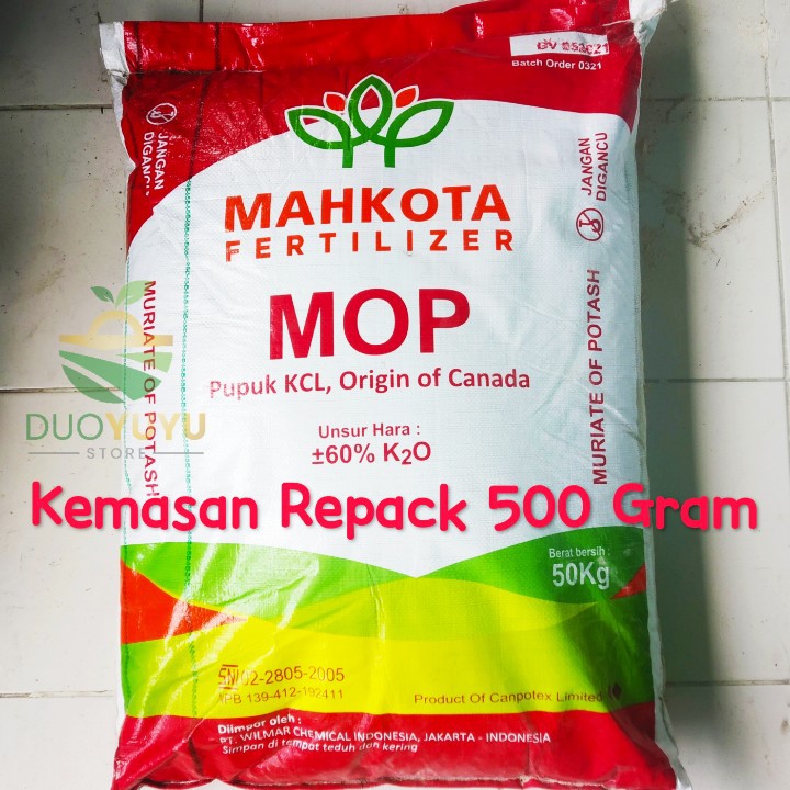 Jual Pupuk KCL Mahkota MOP Repack 500 Gram Pemanis Buah dan Anti Rontok ...