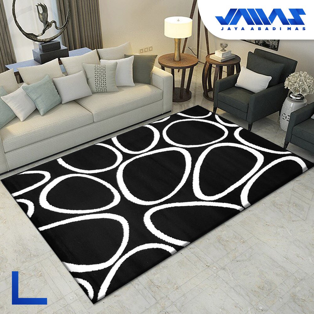 Jual [JAMAS Carpet] Karpet Motif Monokrom Hitam Putih 160x210 cm PP ...