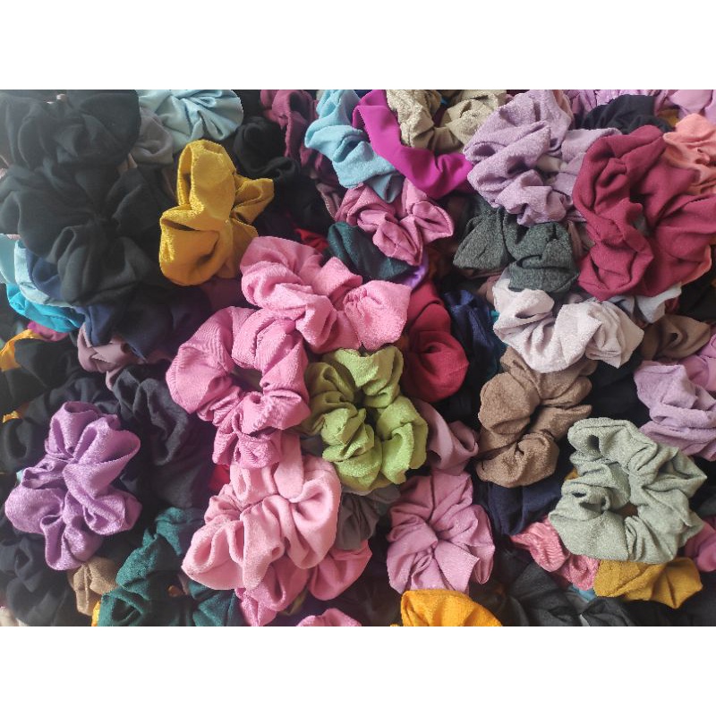 Jual IKAT RAMBUT SCRUNCHIE UKUR SEDANG / KUCIR RAMBUT POLOS SEDANG ...