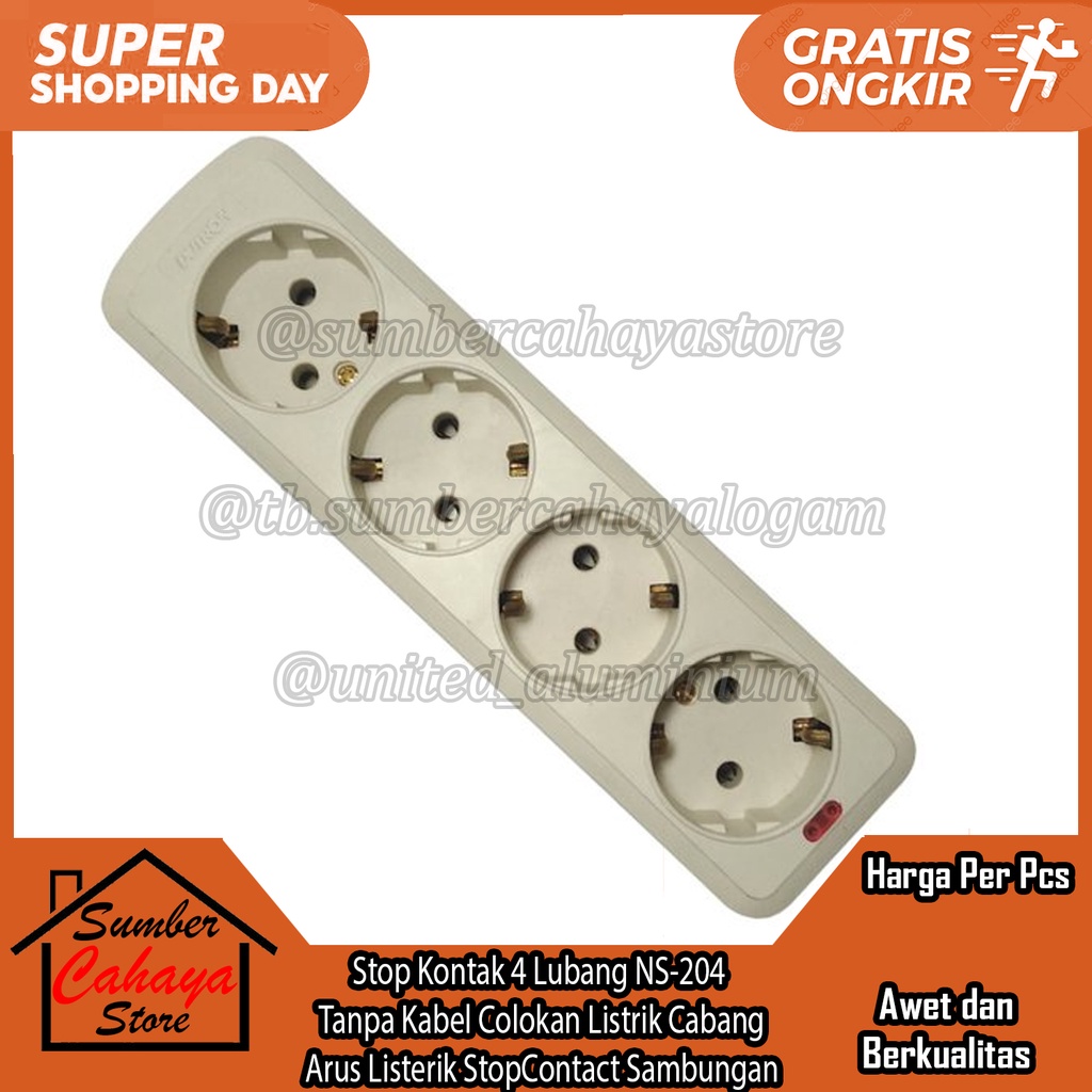 Jual Stop Kontak NEOLUS NS-204 Lampu Indikator 4 Lubang Cabang Lampu ...