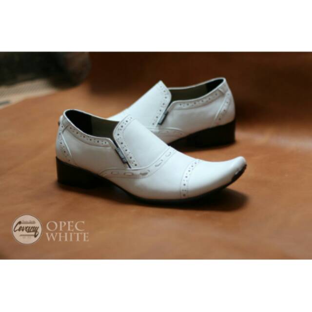 Jual Sepatu Pantofel Putih Cevany Opec White Kulit Asli Kerja Formal ...