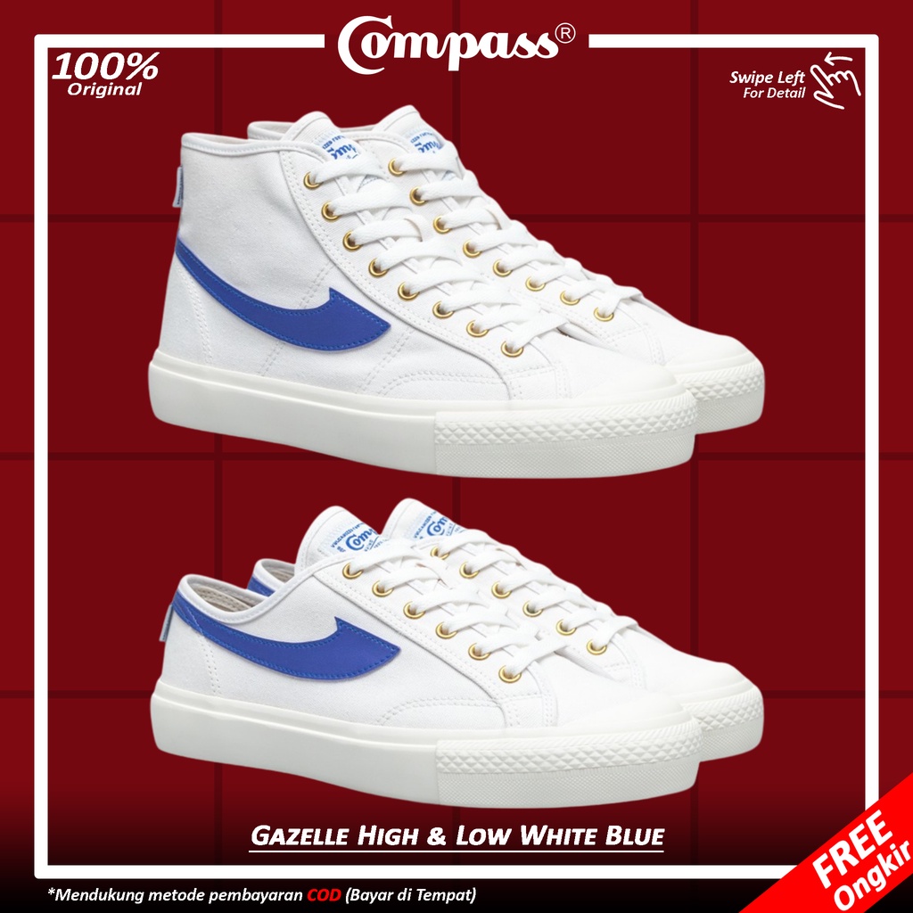 Jual Sepatu Compass - Gazelle High & Low White Blue 34-45 | Shopee ...