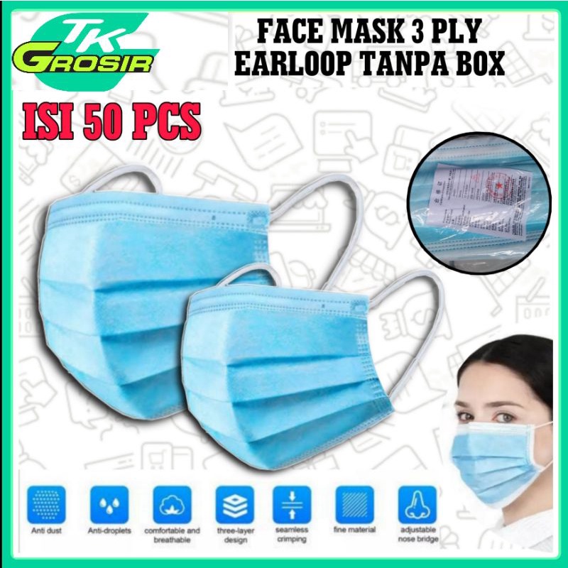 Jual FACE MASK 3 PLY EARLOOP TERMURAH TANPA BOX ISI 50 PCS | Shopee ...