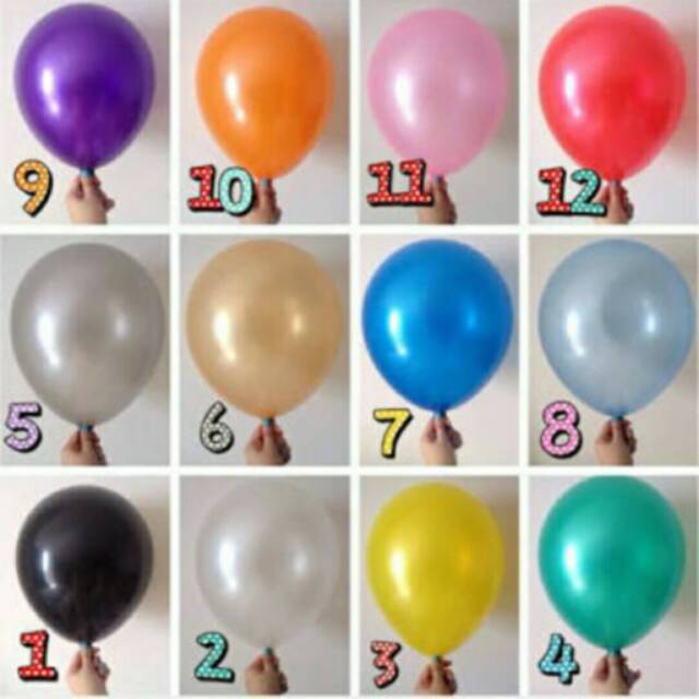 Jual Balon Metalik Eceran 12 inc 10 biji | Shopee Indonesia