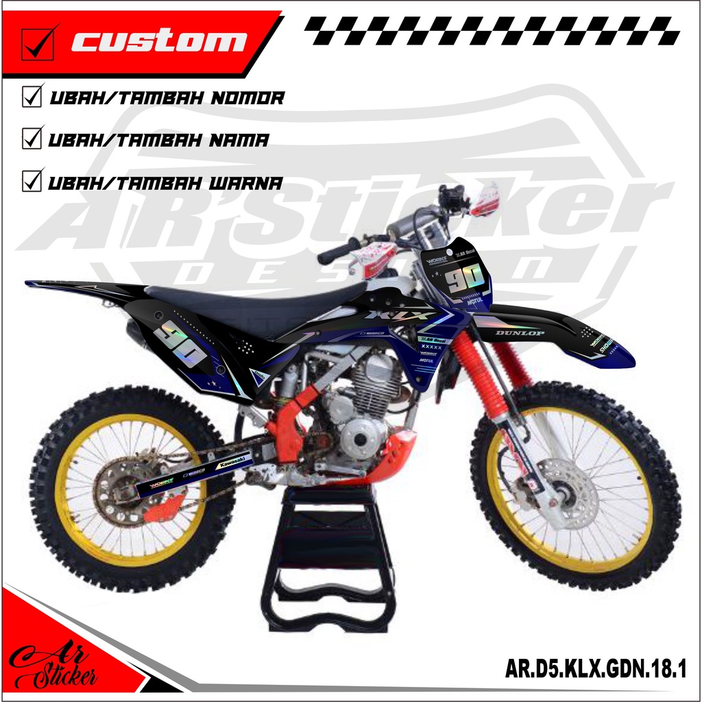 Jual Decal KLX Gordon 150 Hologram Pelangi, Chrome _ Sticker Dekal KLX ...