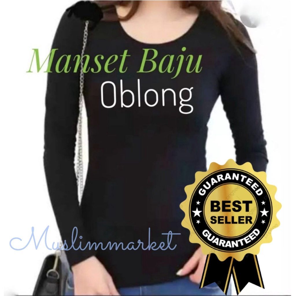 Jual Manset Baju Dalaman Kaos Wanita Pria Rayon Spandex Hitam Oblong dan Berkerah Lengan Panjang ...