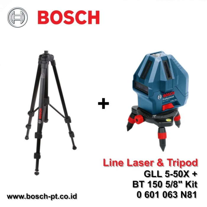 Jual Bosch Laser Line Level GLL 5-50X KIT & Tripod BT 150 5/8" | Shopee Indonesia