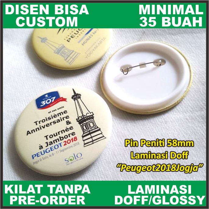 Jual Pin Peniti Pin Jepit Bulat Bahan Plastik Putih 58mm Murah Bagus ...