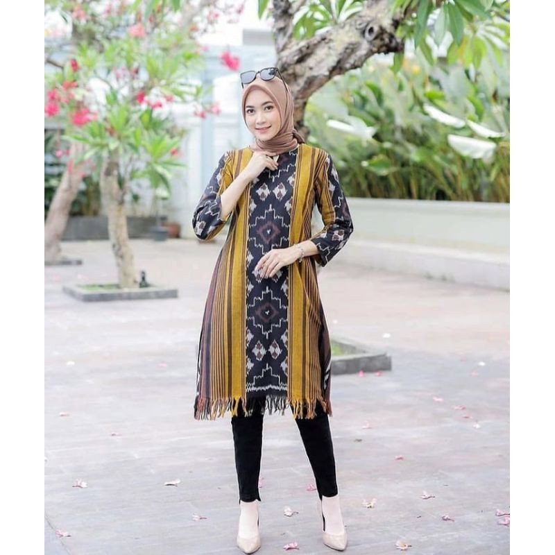 Jual Aneka macam Baju Dress A line Tenun Ikat Blanket Etnik Jepara Motif Toraja | Shopee Indonesia