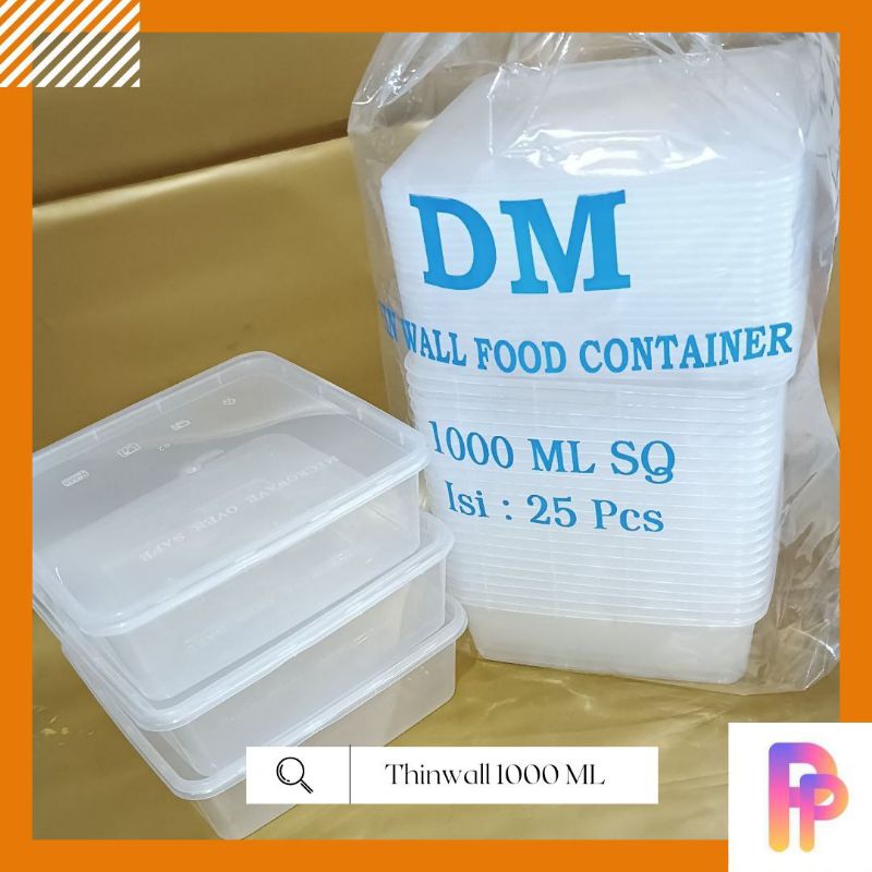 Jual KOTAK MAKAN PERSEGI 1000ML - BOX THINWALL FOOD CONTAINER - ISI ...