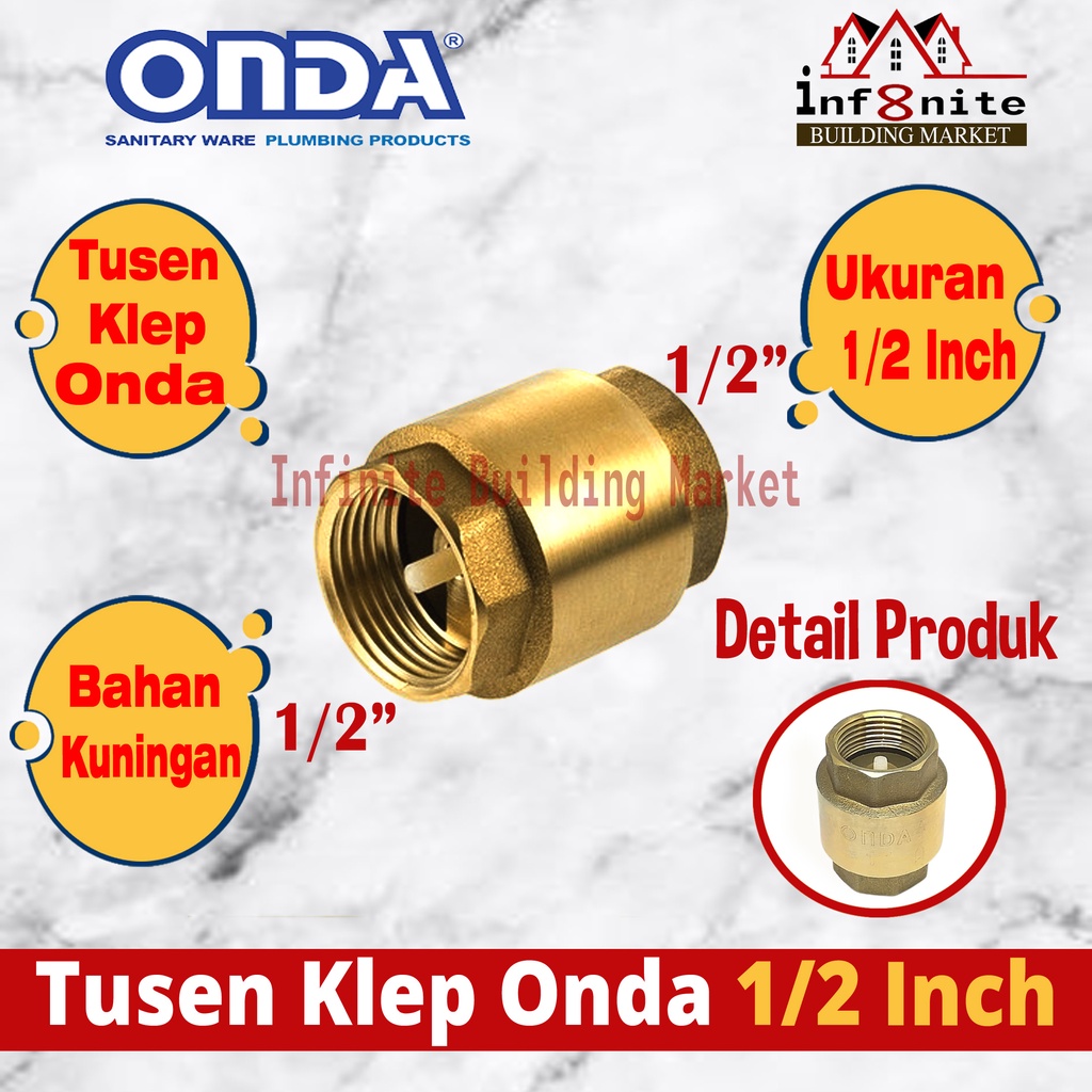 Jual Tusen klep Kuningan Onda 1/2 Inch Spring Check Valve Tesen Klep ...