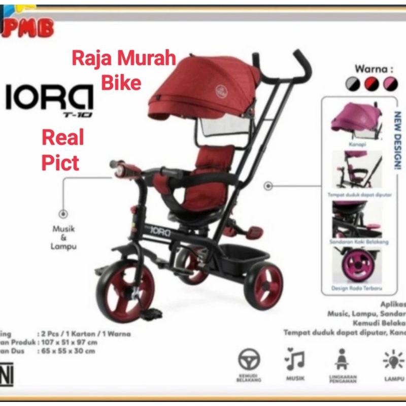 Jual Sepeda Anak Roda Tiga Iora T-10 Sepeda Stroller Roda Tiga Iora T10 Sepeda Roda Tiga Anak ...