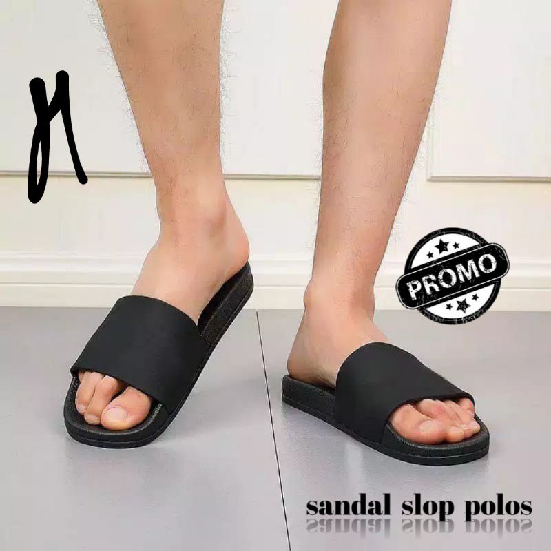 Jual SANDAL SLOP POLOS SANDAL SLIDE SANDAL POLOS HITAM SANDAL PRIA ...